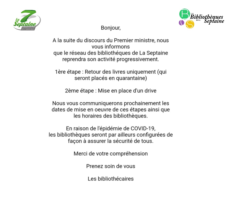 Information - Bibliothèques de La Septaine - Communauté de Communes de ...
