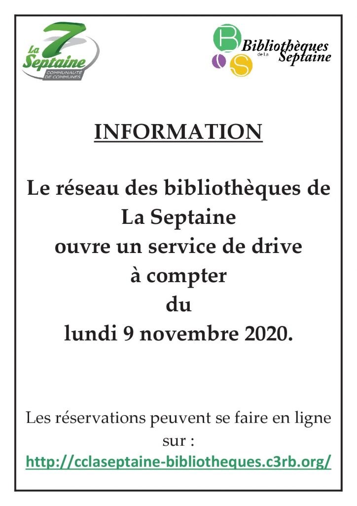 Un drive pour les bibliothèques - Communauté de Communes de La Septaine