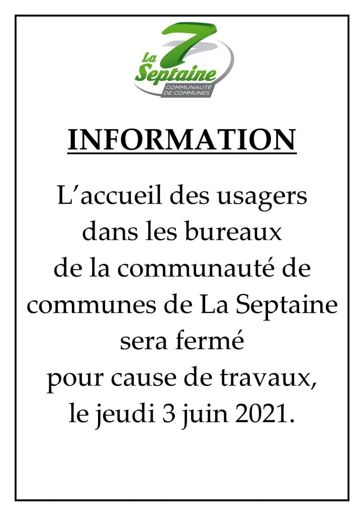 Fermeture Exceptionnelle Secrétariat - Communauté de Communes de La ...