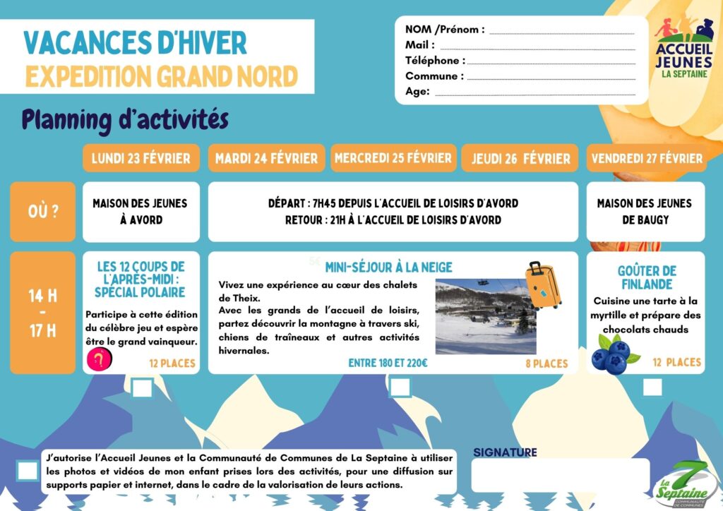 Vacances d'Hiver à l'Accueil Jeunes - Communauté de Communes de La Septaine
