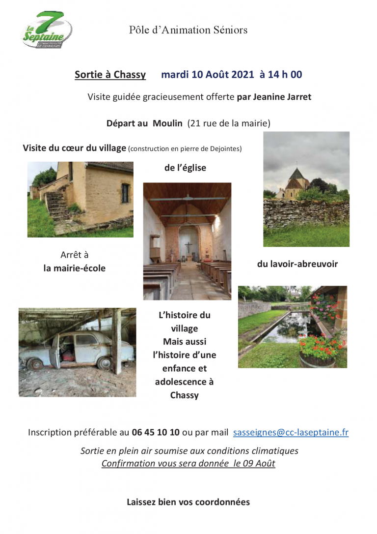 Visite guidée de Chassy - Communauté de Communes de La Septaine